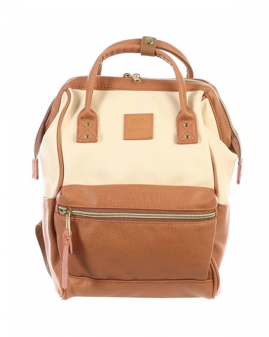 Рюкзак с двумя ручками кожаный Anello Japan AT-B1212 Cream Brown купить ...