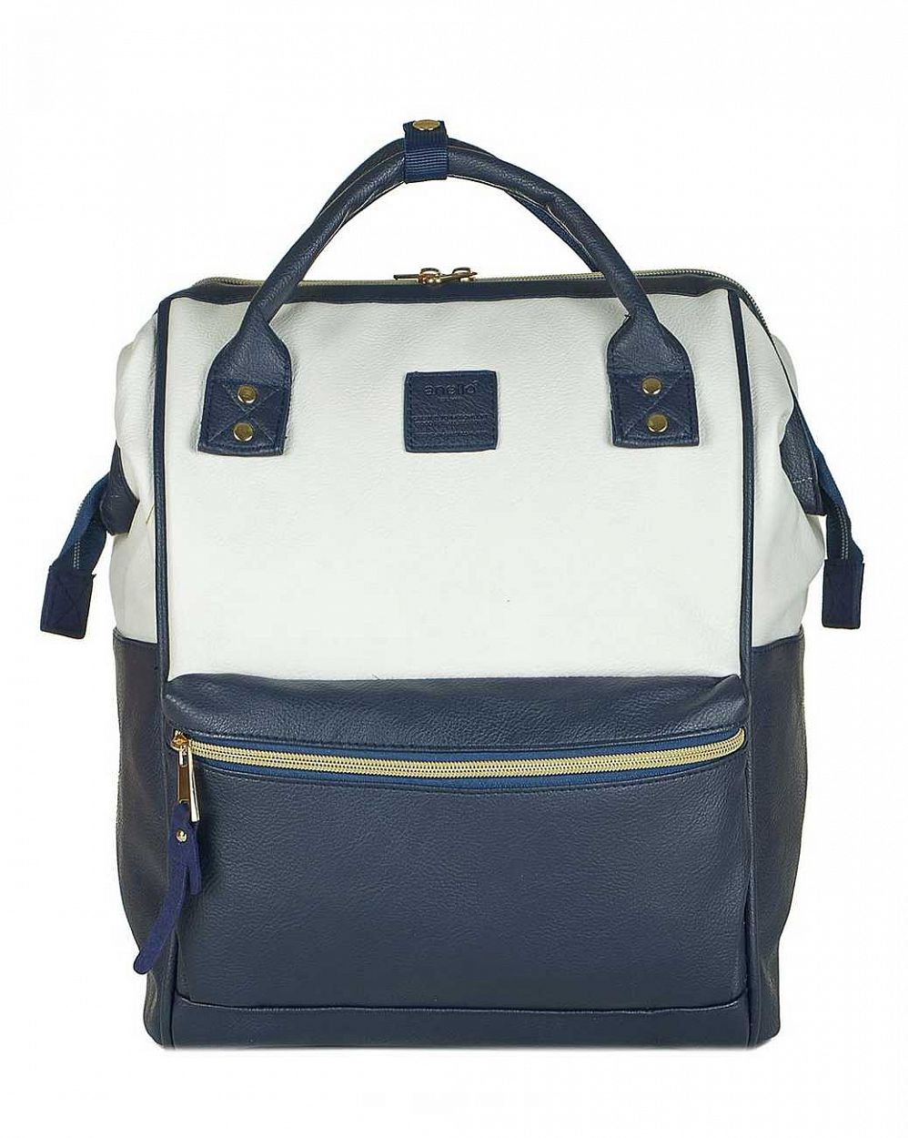 Рюкзак с двумя ручками кожаный средний Anello Navy White купить с ...